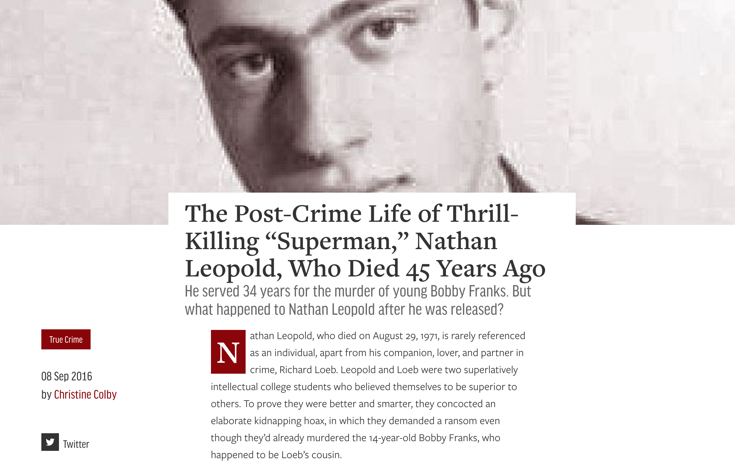 THE POST-CRIME LIFE OF THRILL-KILLING SUPERMAN, NATHAN LEOPOLD ...